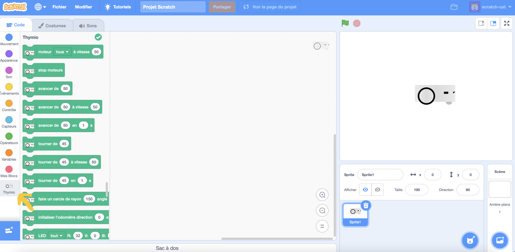 Thymio – Programmation avec Scratch – MonsieurMike.be
